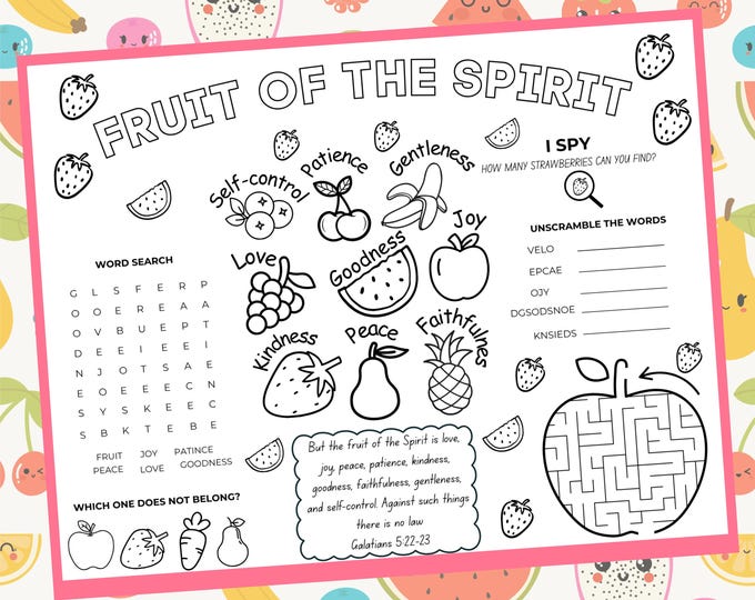 Fruits of the Spirit Coloring and Tracing Pages, Christian Printable ...