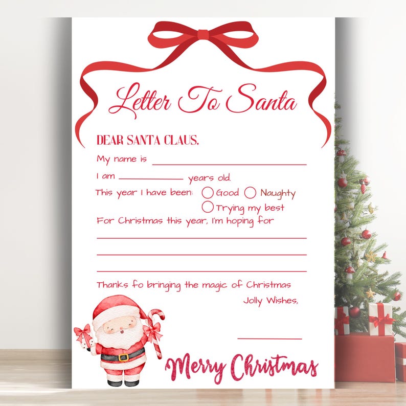Dear Santa Letter, Christmas Letter to Santa, Christmas Wish List ...