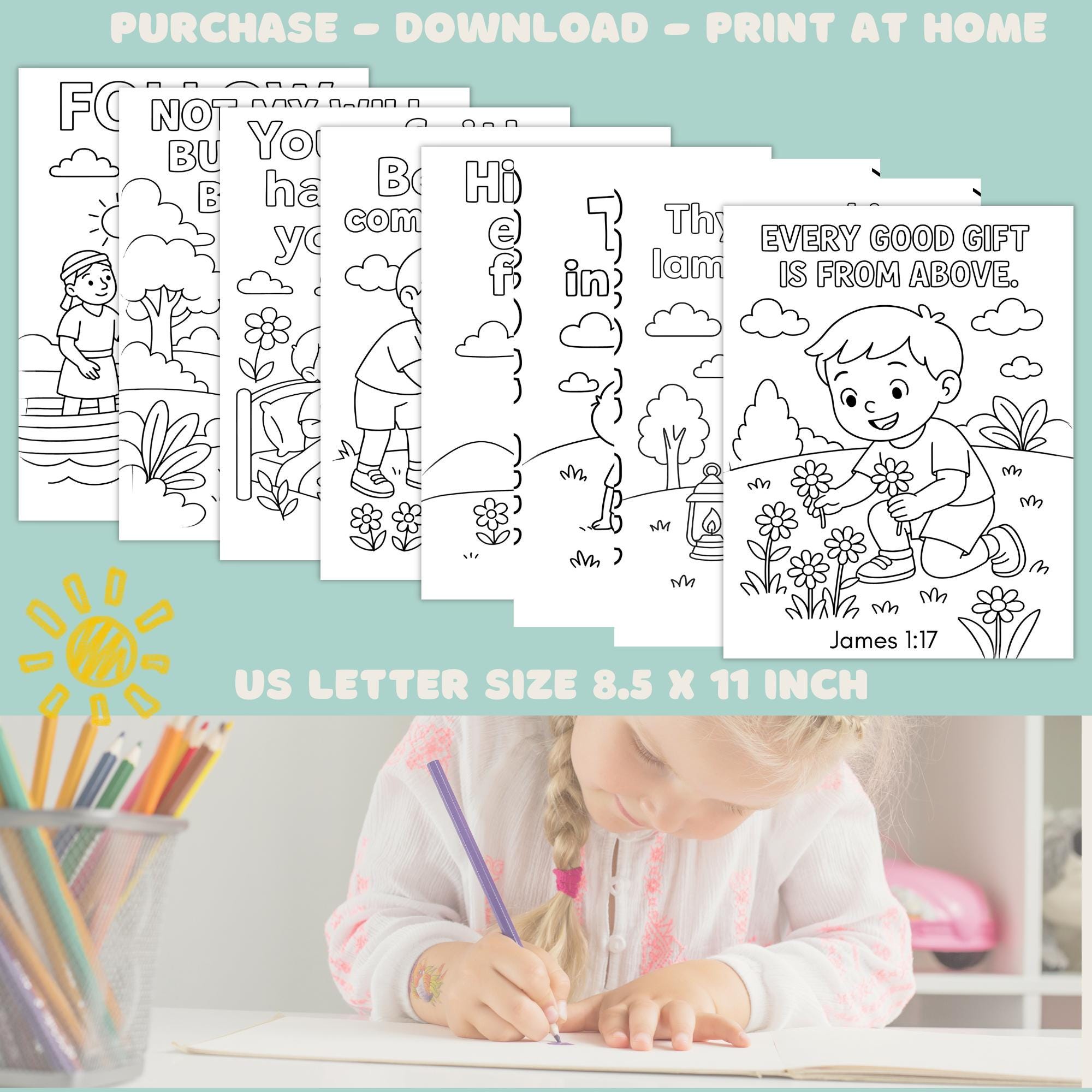 Bible Verse Coloring Pages for Kids, Scripture Color Activity Sheet ...