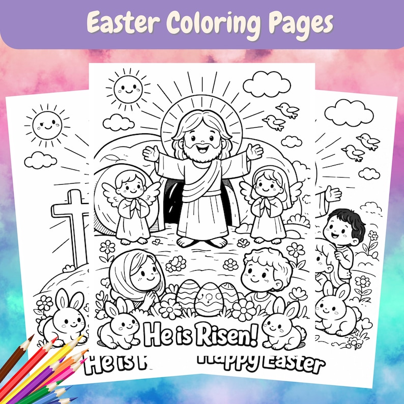 Christian Easter Coloring Pages for Kids, Bible Verse Resurrection ...