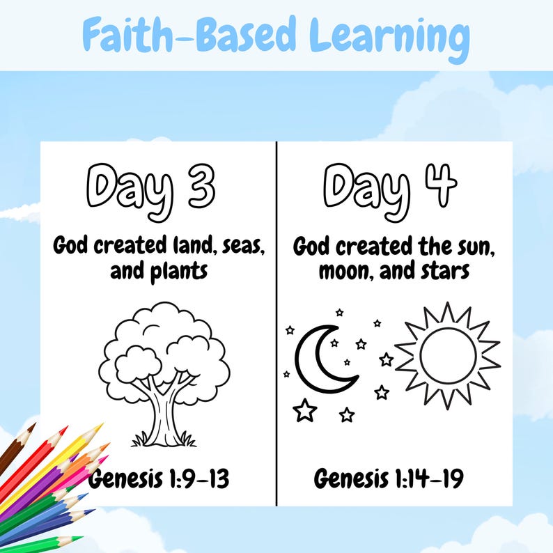 7 Days of Creation Flip Book Craft for Kids, Christian Bible Printable ...