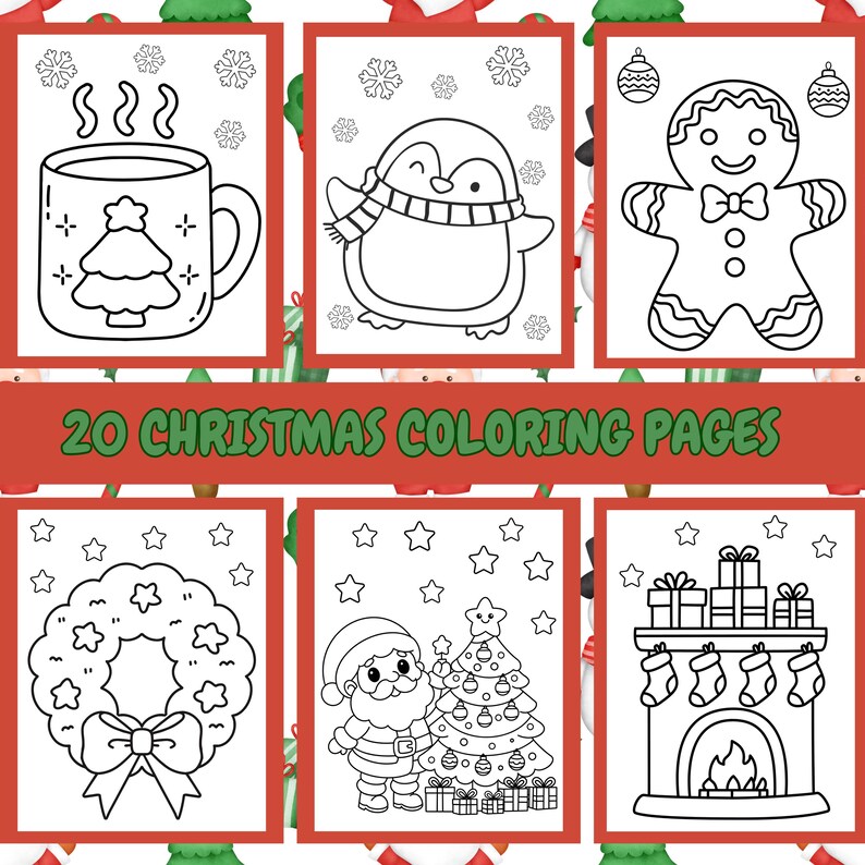 20 Christmas Coloring Pages for Kids, Holiday Printable Sheets ( 8.5 X ...