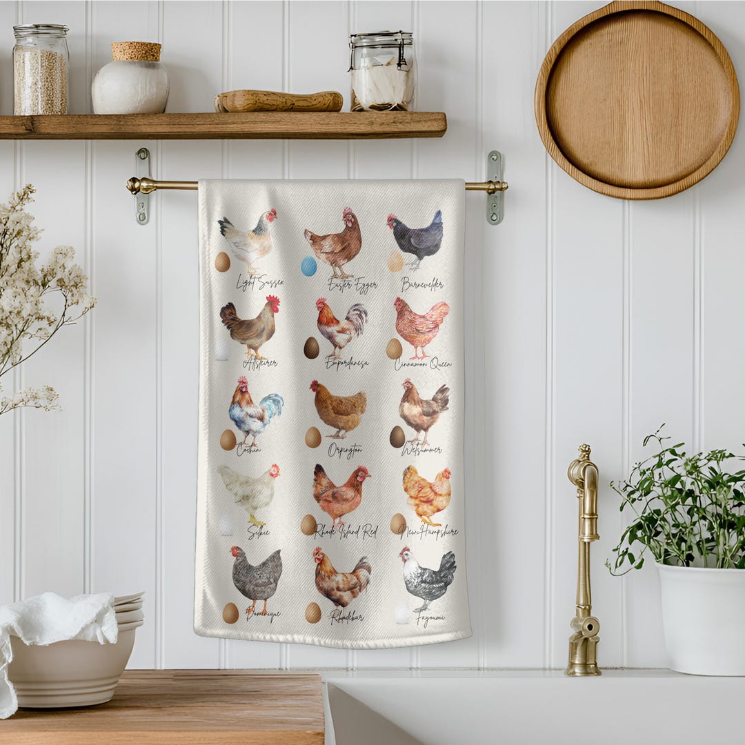 Chicken Tea Towel, Chicken Dish Towel, Chicken Kitchen Towel, Chicken ...