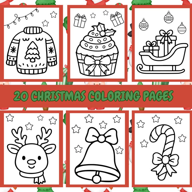 20 Coloring Pages Christmas, Christmas Activity, Holiday Coloring ...