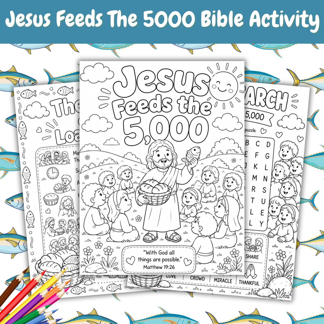 Jesus Feeds the 5000, Bible Activity Sheets, Sunday School Craft, Bible ...