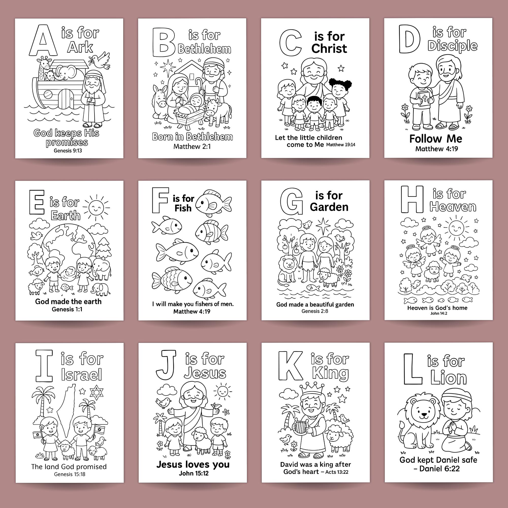 ABC Coloring Pages, Bible Verse Coloring Sheets, Kids Christian ...