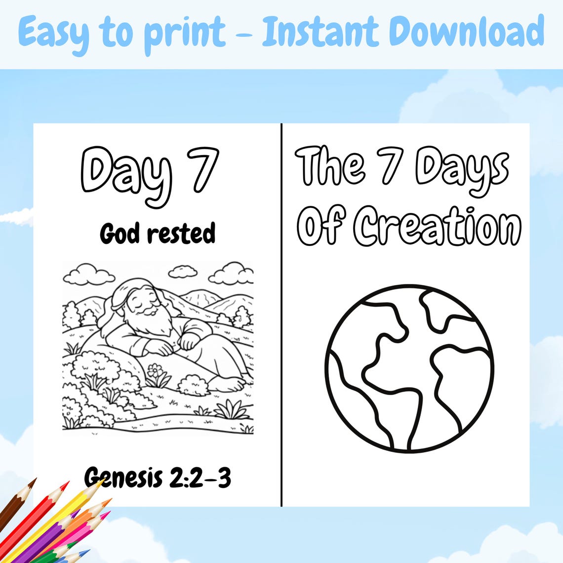 7 Days of Creation Flip Book Craft for Kids, Christian Bible Printable ...