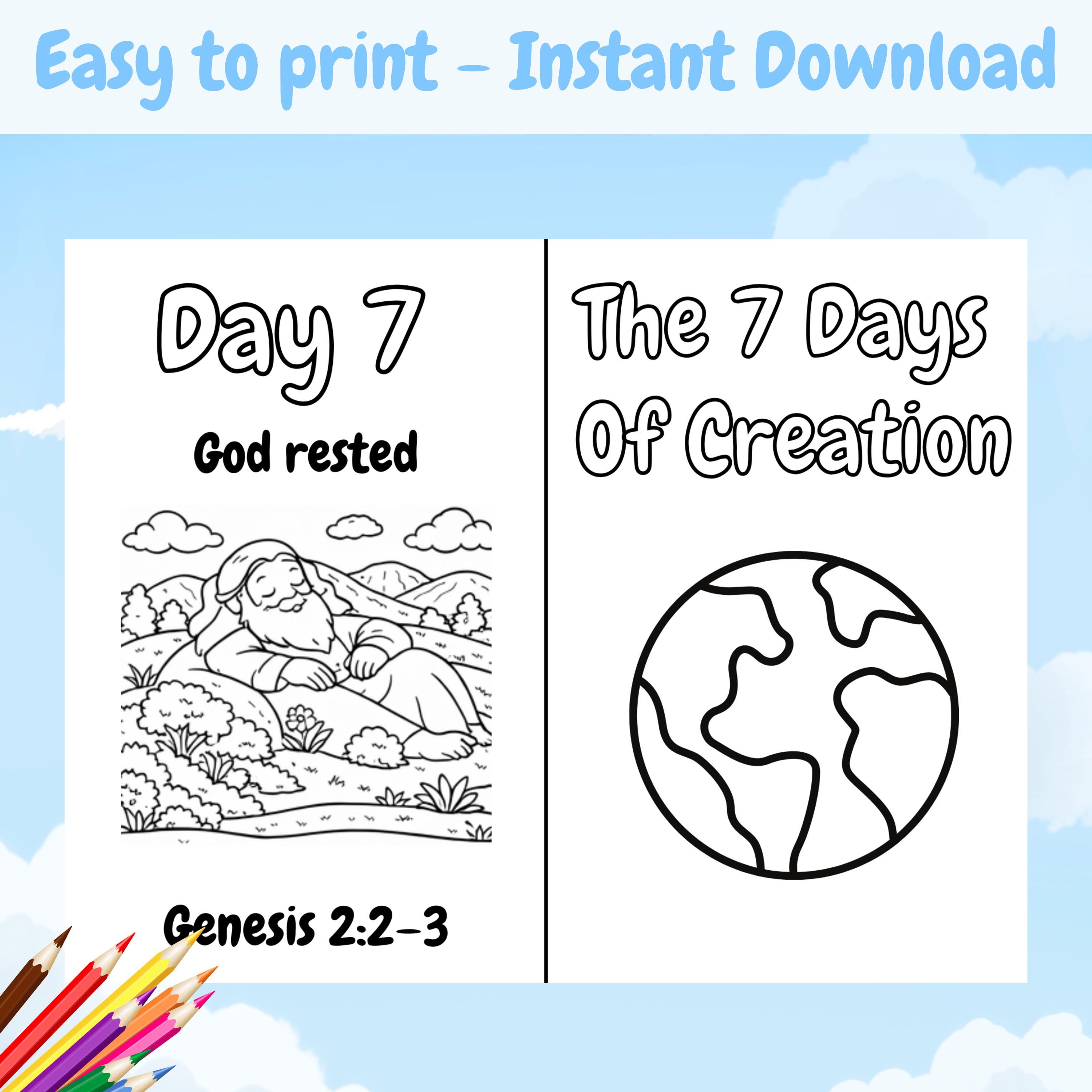 7 Days of Creation Flip Book Craft for Kids, Christian Bible Printable ...