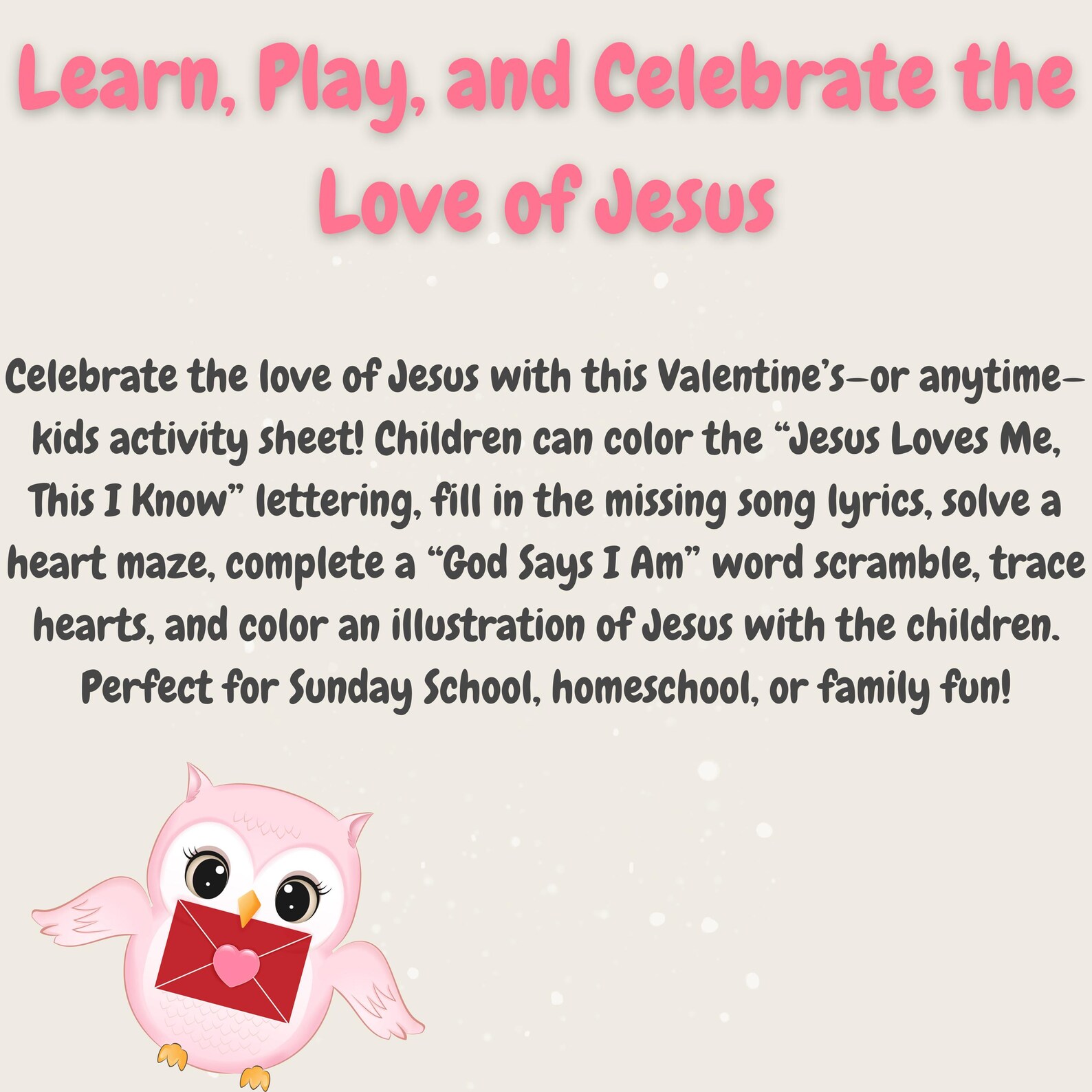 Jesus Loves Me Activity Sheet, Christian Valentine Worksheet for Kids ...