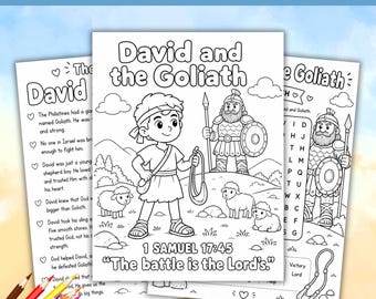David and Goliath Coloring Page & Bible Story for Kids | Sunday School ...