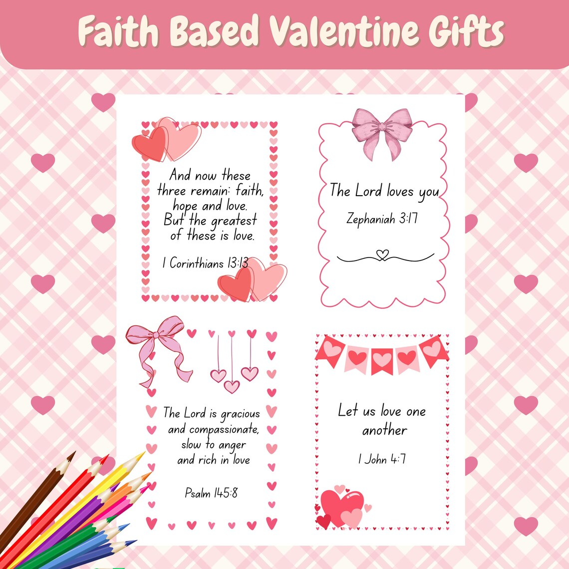 24 Christian Valentines Scripture Cards for Kids, Bible Verse Cards ...