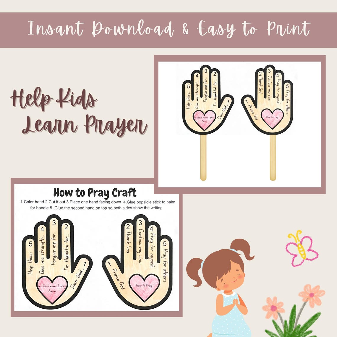 Teaching Kids to Pray, Prayer Activity, Sunday School Lesson on Prayer ...