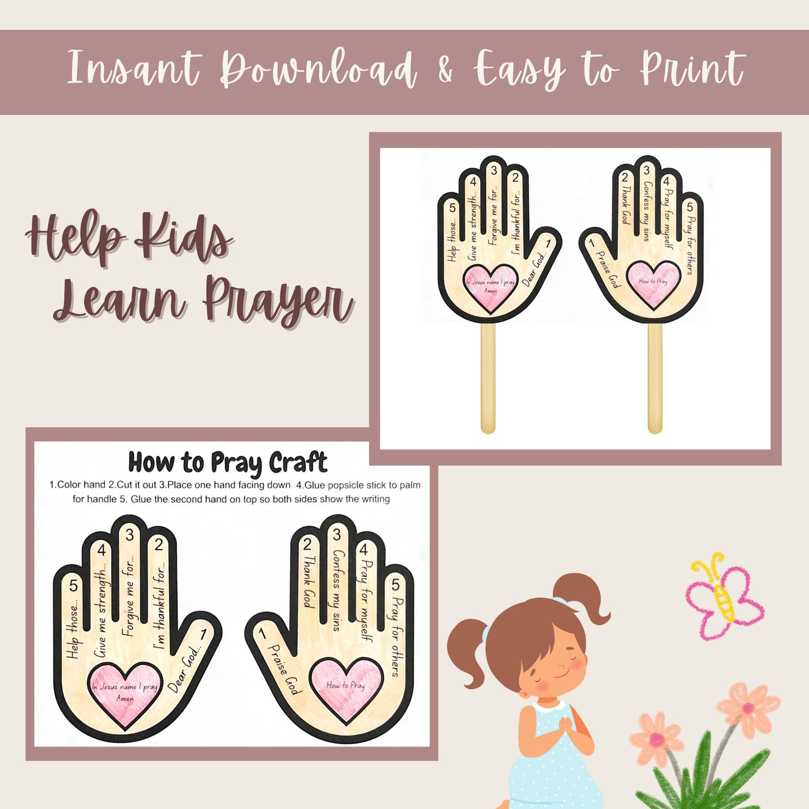 Teaching Kids to Pray, Prayer Activity, Sunday School Lesson on Prayer ...