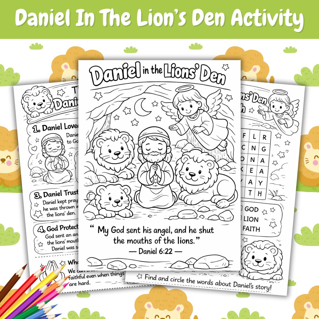 Daniel in the Lions Den Kids Bible Activity, Sunday School Lesson ...