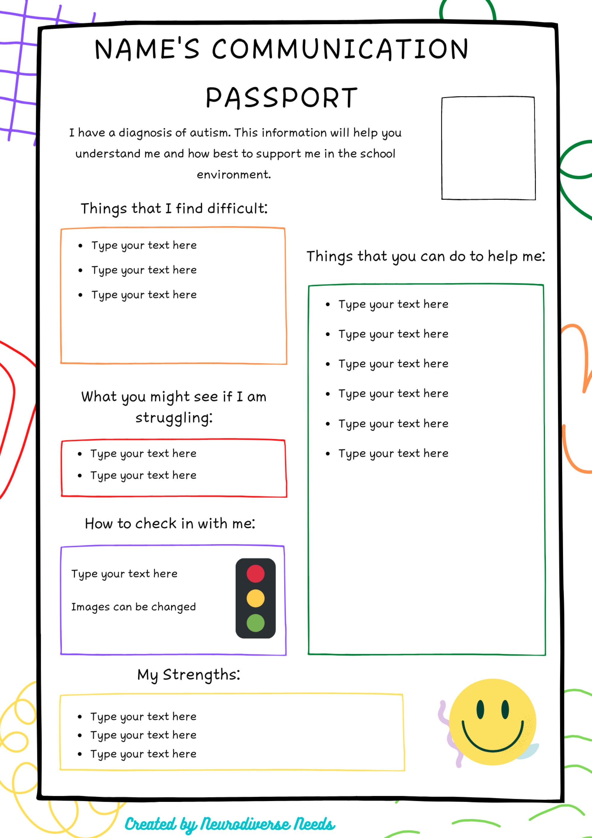 All About Me One Page Profile Communication Passport - Etsy UK