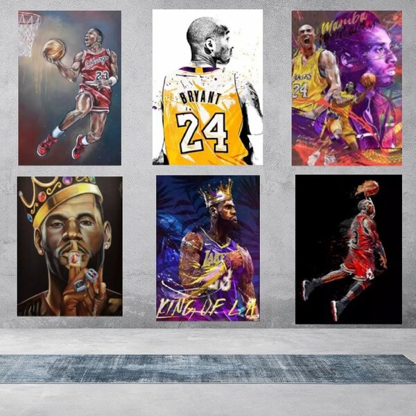 Michael Jordan Kobe Bryant Lebron James Painting - Etsy