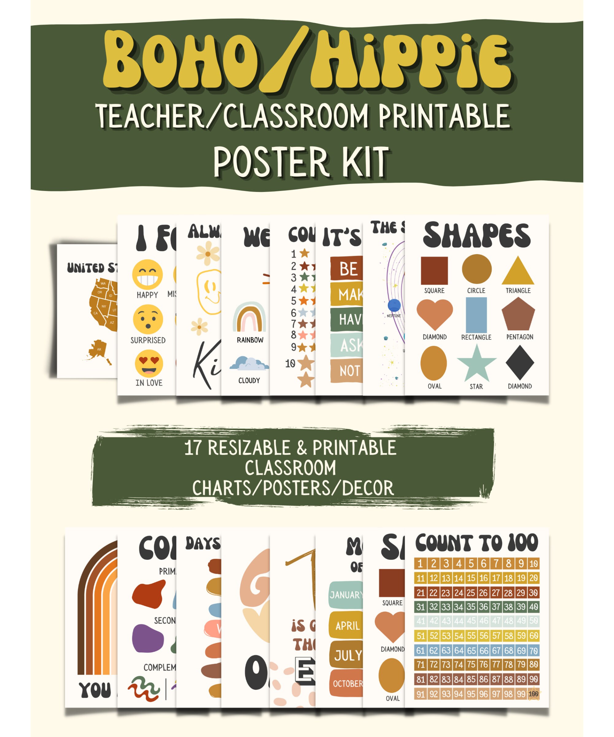 17 Printable Teacher & Classroom Charts/posters/decor for Learning ...