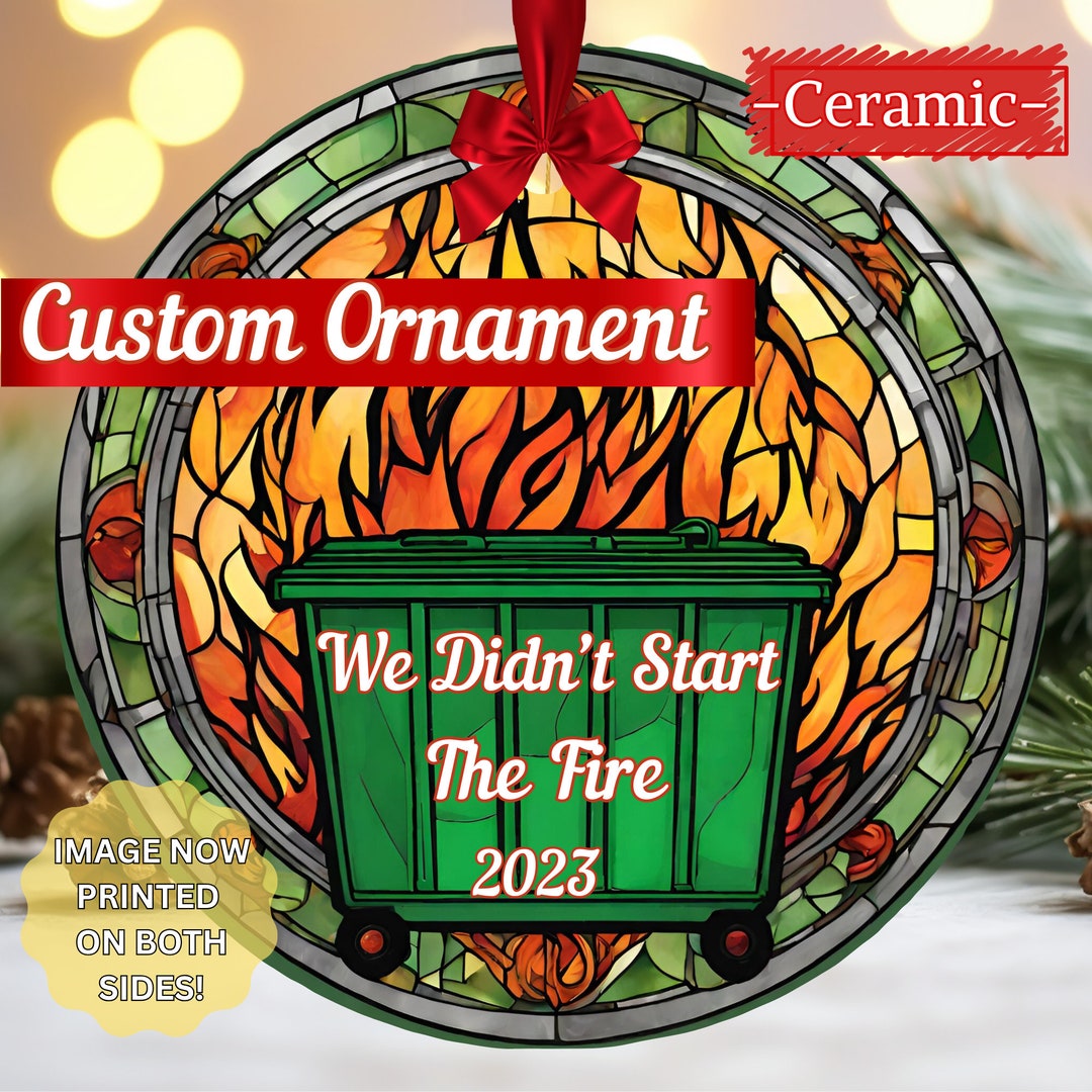 Stained Glass-style Dumpster Fire Ornament Ceramic, 2023 Custom ...