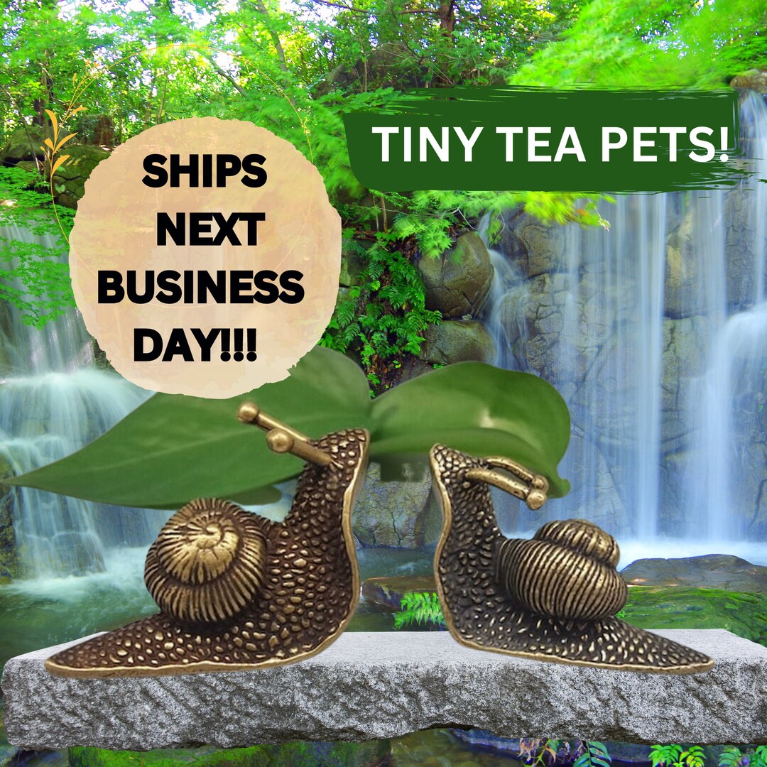 Enchanted Forest Handcrafted Chinese Tea Pets Antique Brass Snails Set ...