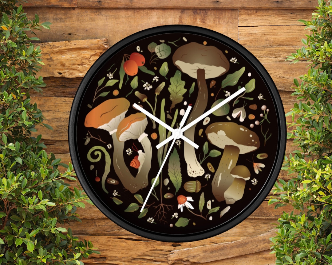Mushroom Wall Clock, Magic Mushroom Clock, Cottagecore Clock, Kawaii ...
