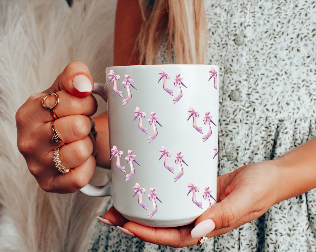 Cozy Coquette Aesthetic Pink Heels Ceramic Coffee Mug, Her Best-selling ...