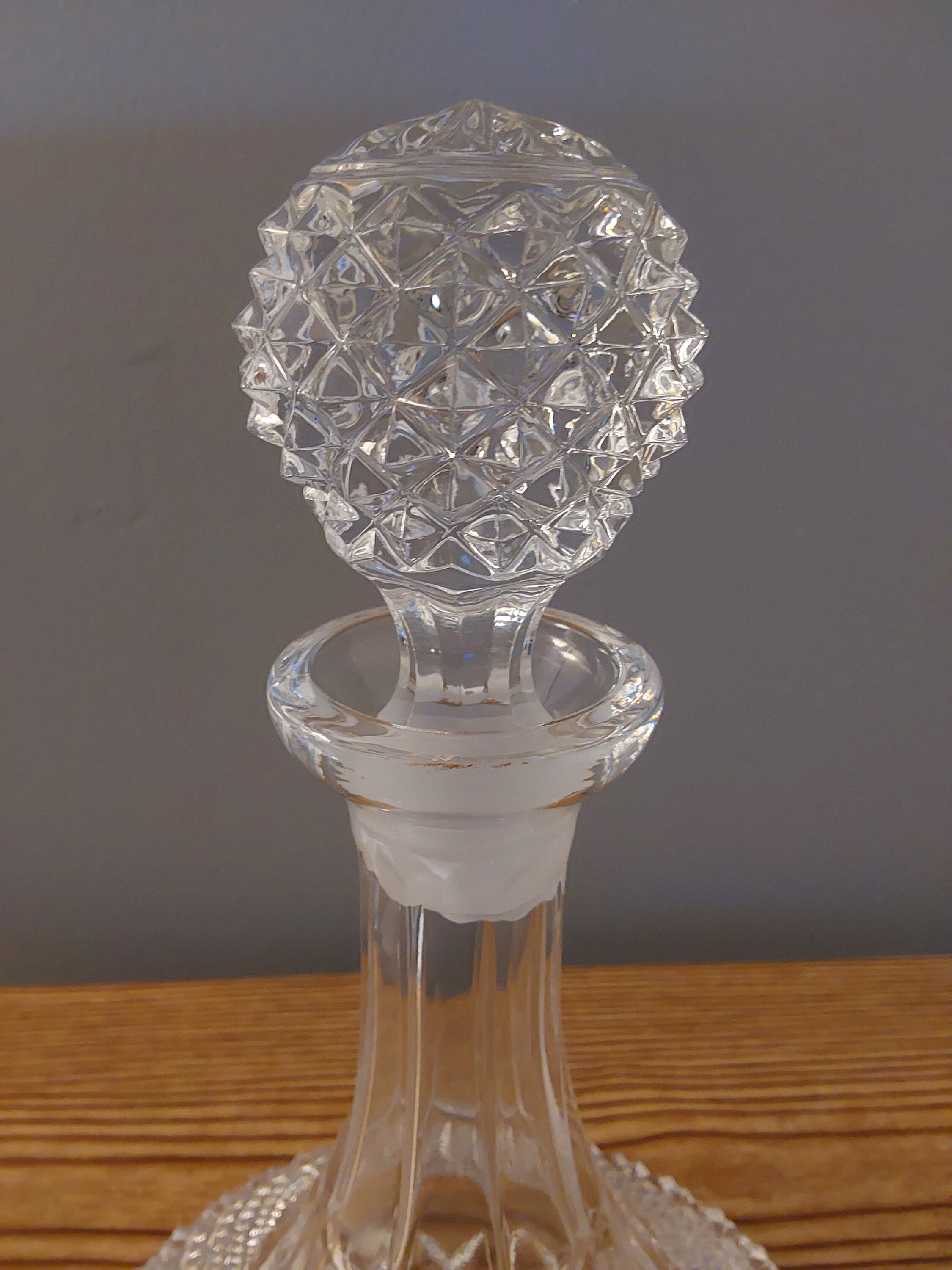 Vintage Faceted Crystal Diamond Pattern Ships Decanter With - Etsy