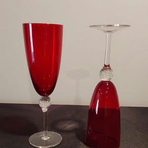 Ruby Red Flute Wine/champagne Glasses - Etsy