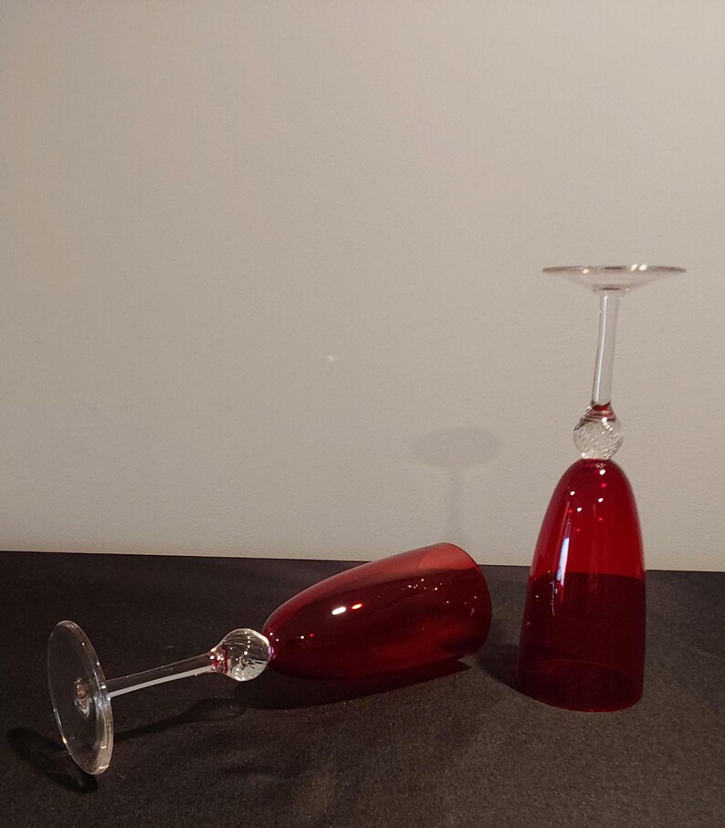 Ruby Red Flute Wine/champagne Glasses - Etsy