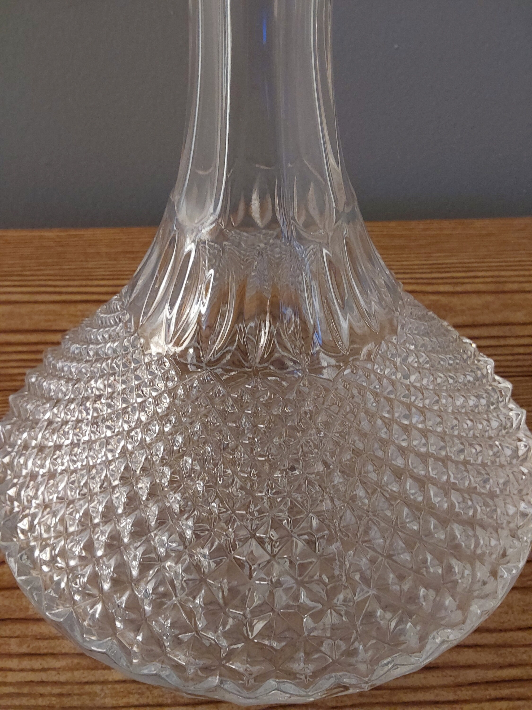 Vintage Faceted Crystal Diamond Pattern Ships Decanter With - Etsy