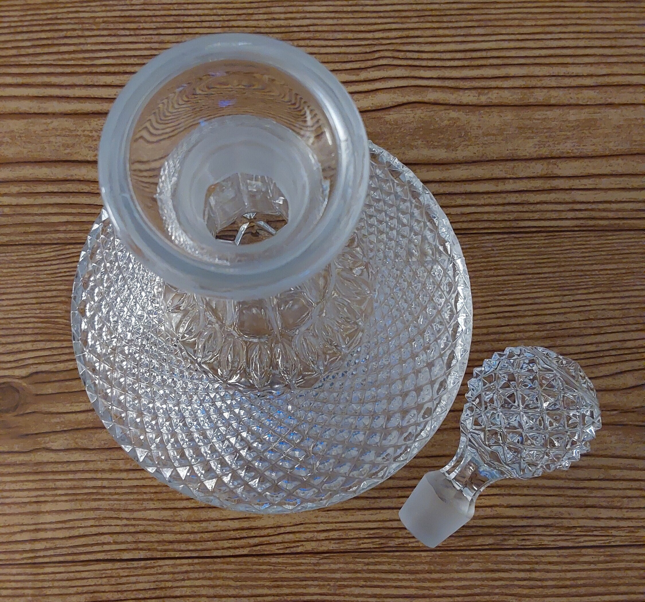 Vintage Faceted Crystal Diamond Pattern Ships Decanter With - Etsy