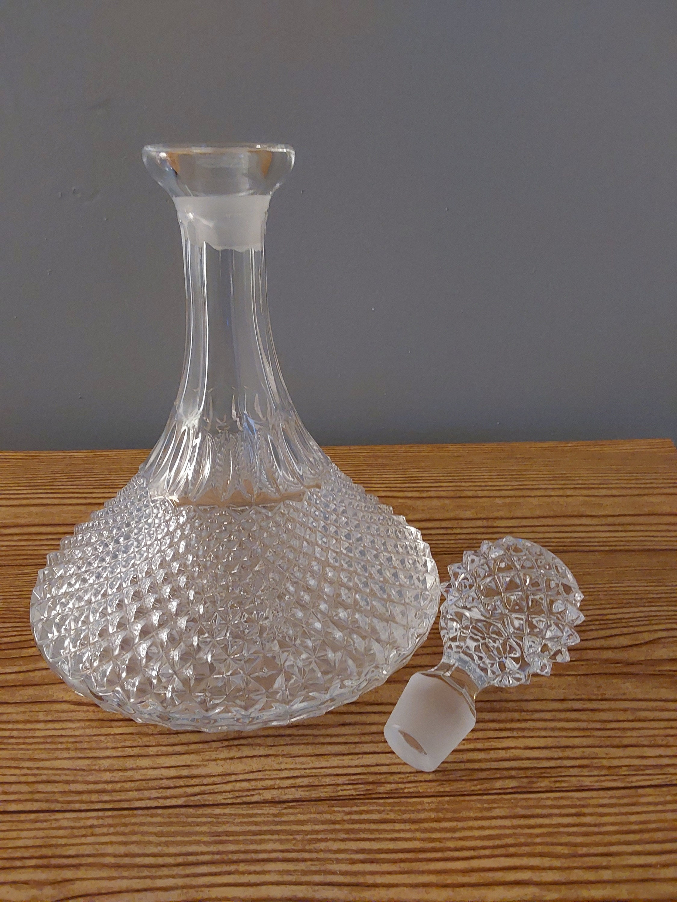 Vintage Faceted Crystal Diamond Pattern Ships Decanter With - Etsy