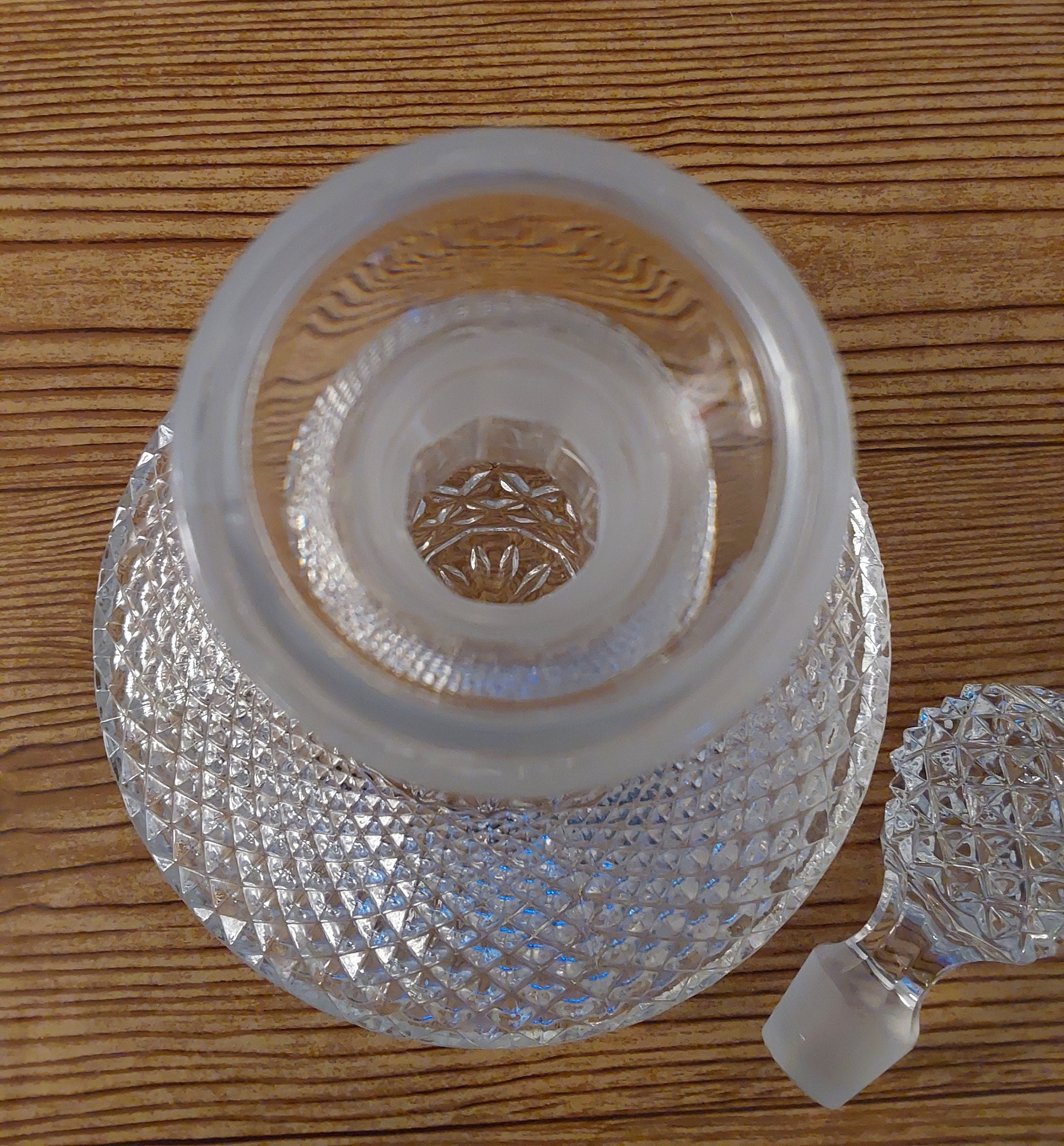 Vintage Faceted Crystal Diamond Pattern Ships Decanter With - Etsy