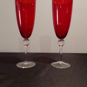 Ruby Red Flute Wine/champagne Glasses - Etsy
