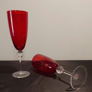 Ruby Red Flute Wine/champagne Glasses - Etsy