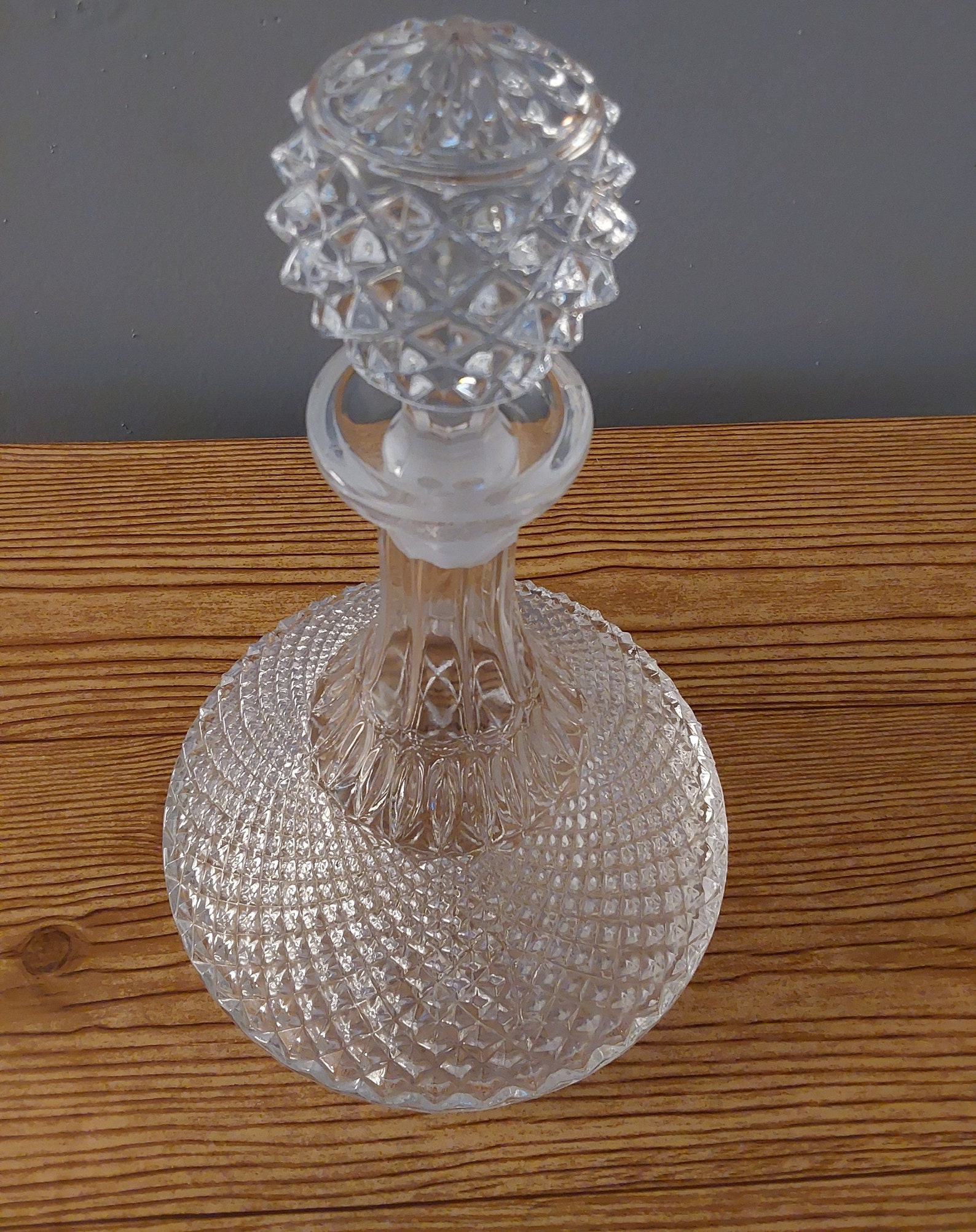 Vintage Faceted Crystal Diamond Pattern Ships Decanter With - Etsy