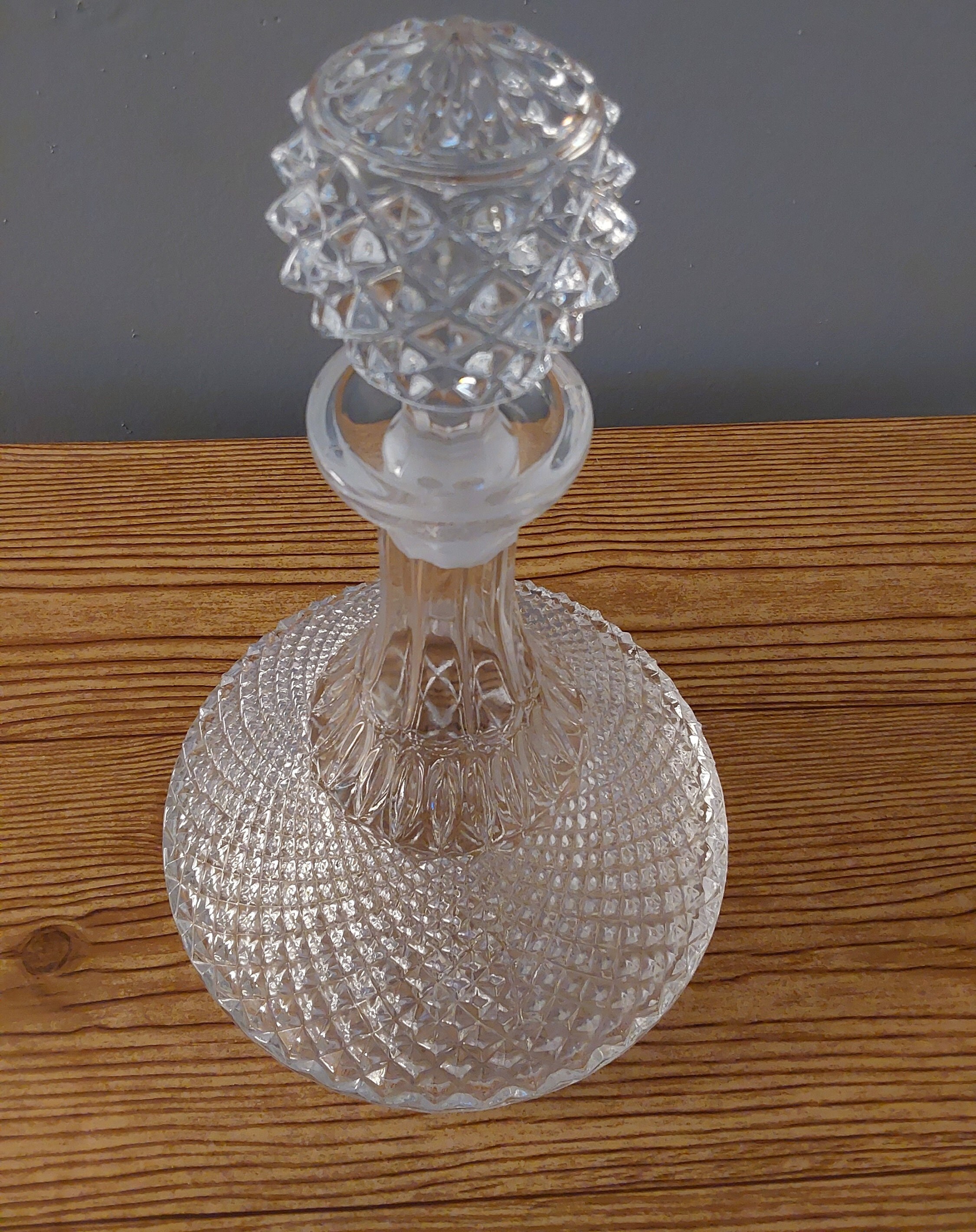 Vintage Faceted Crystal Diamond Pattern Ships Decanter With - Etsy