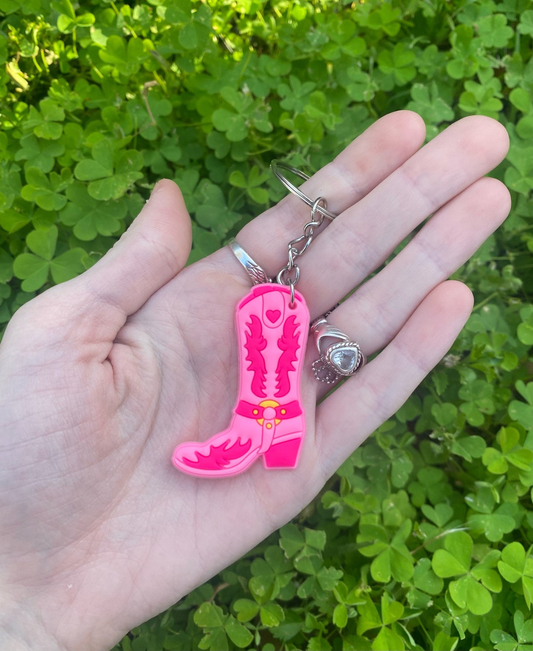 Pink Cowgirl Boot Keychain - Etsy