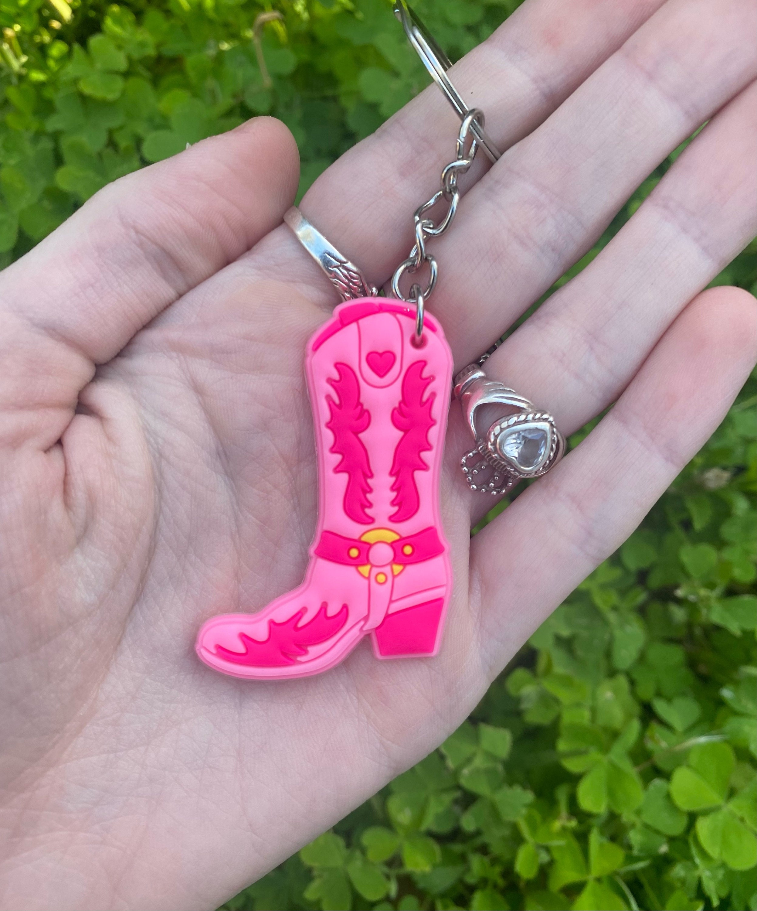 Pink Cowgirl Boot Keychain - Etsy