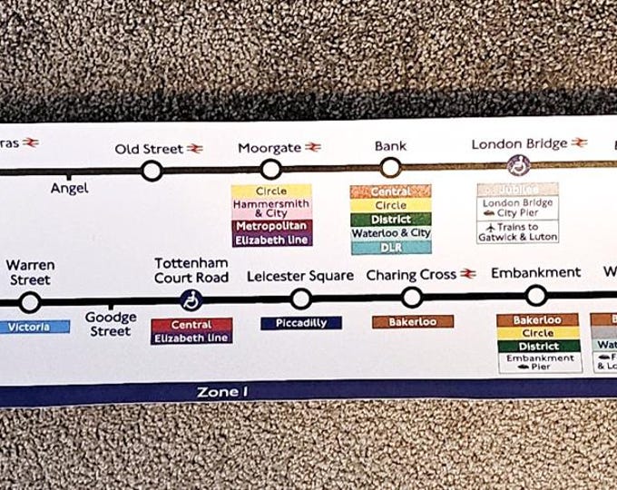 London Underground Original Tube Map Northern Line Diagram Art Print ...