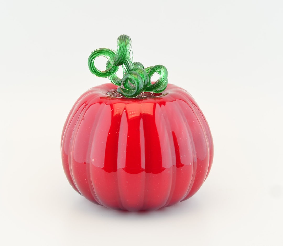 Hand Blown Glass Decorative Murano Style Red Glass Pumpkin - Etsy