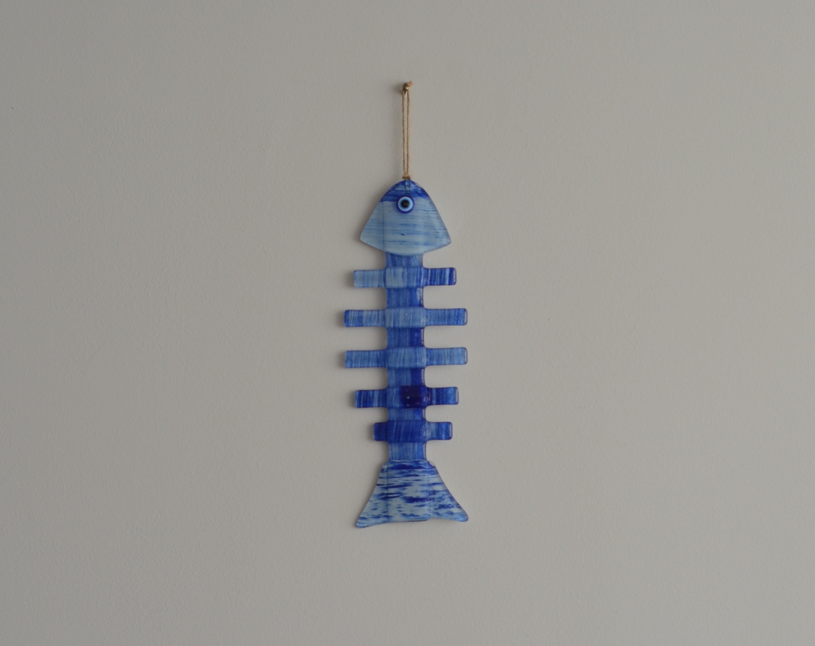 Handmade Fused Glass Blue Fish Wall Hanging Decor - Etsy