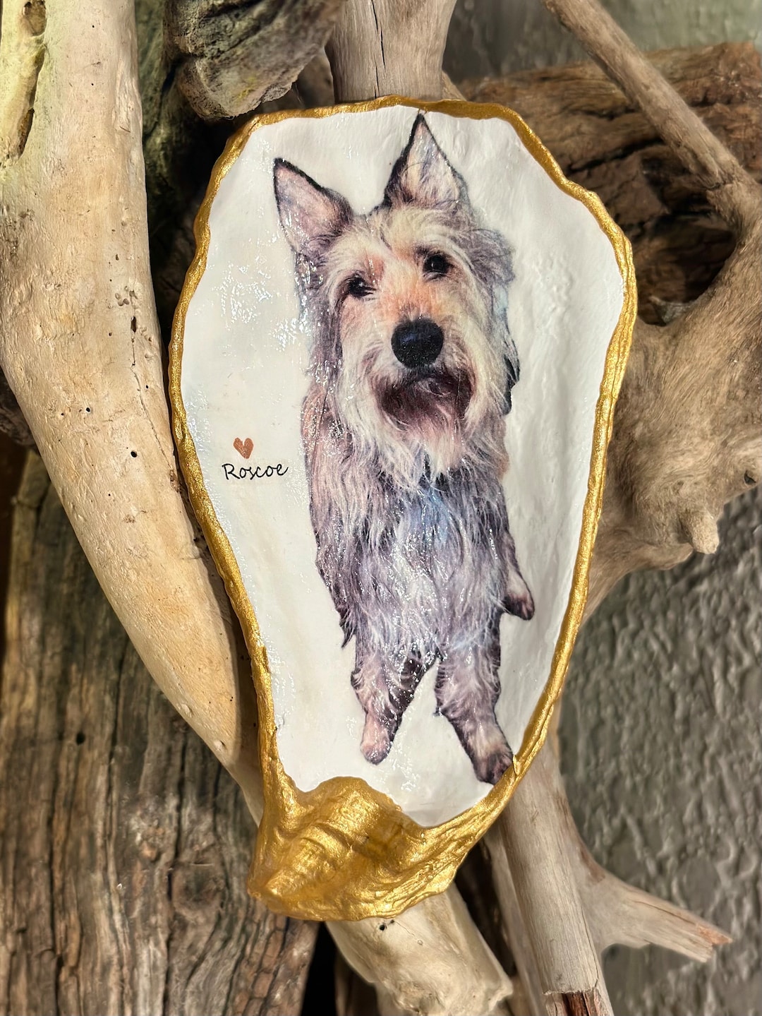 Decoupage PETS ONLY Picture on a Hand Painted, Real, Oyster Shell ...