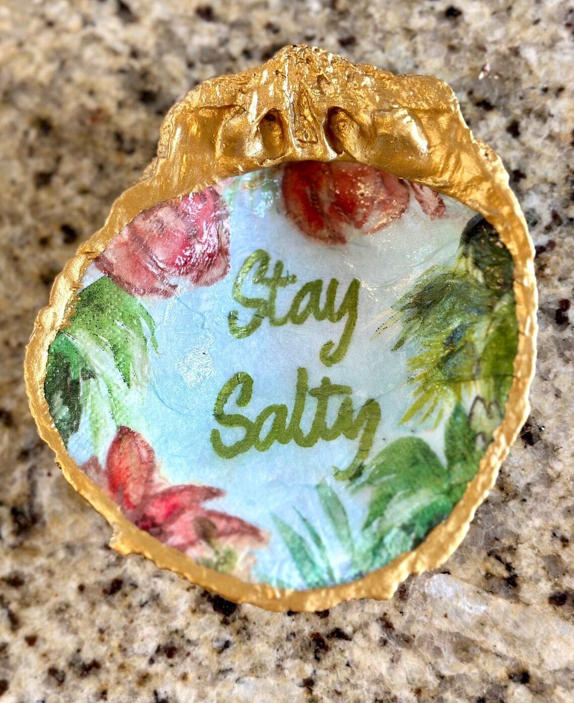 Stay Salty Decoupage and Paint Design on a Rock Oyster Shell - Etsy