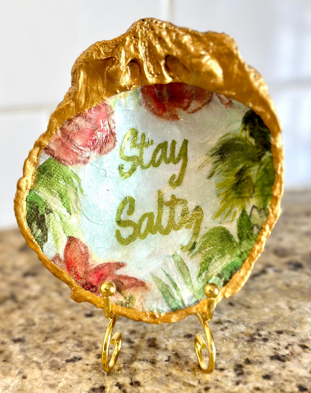 Stay Salty Decoupage and Paint Design on a Rock Oyster Shell - Etsy