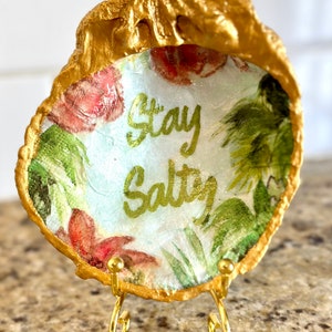 Stay Salty Decoupage and Paint Design on a Rock Oyster Shell - Etsy