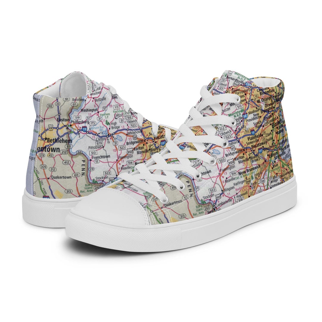 New Jersey Map, Map Shoes, Map Gift, New Jersey Shoes, New Jersey Map ...