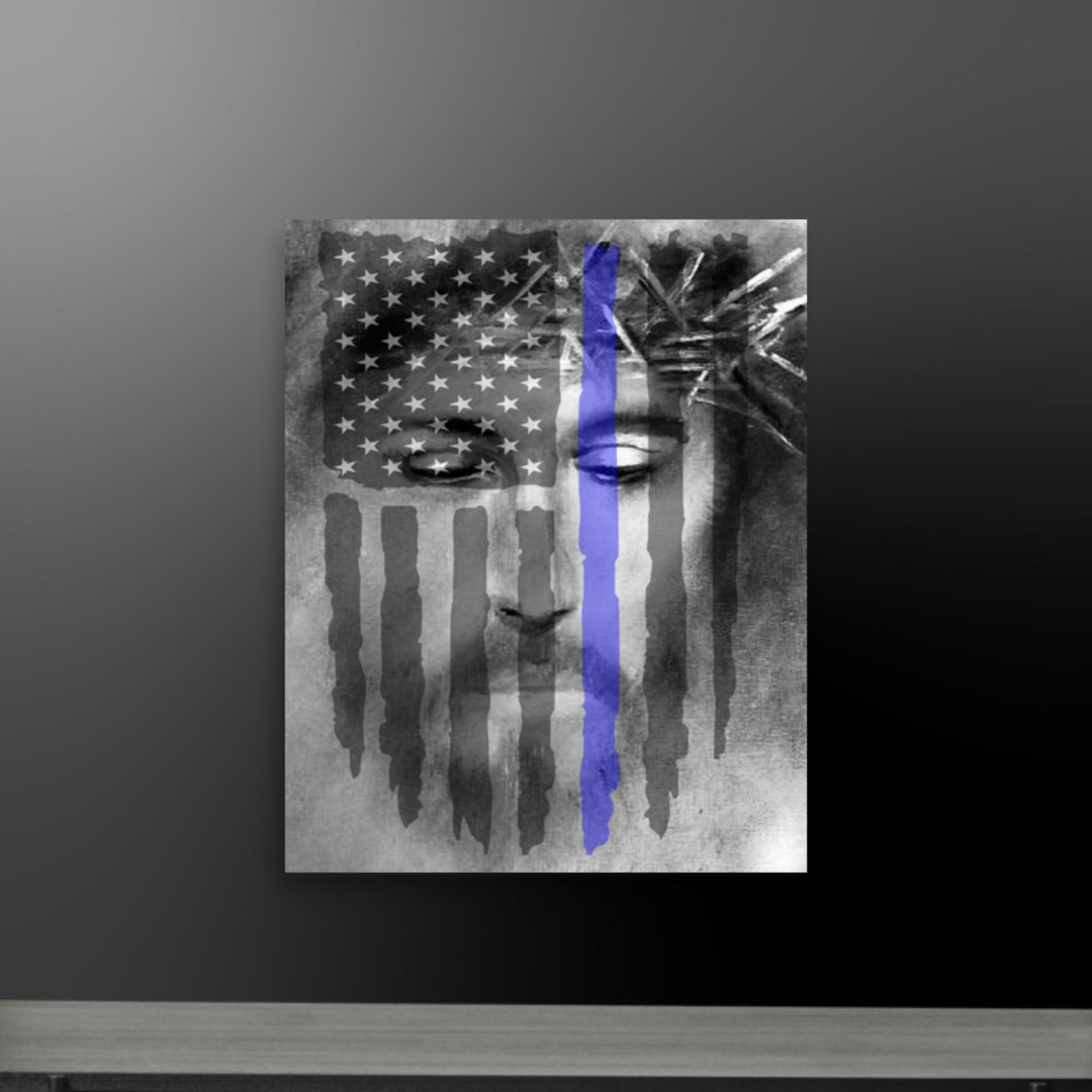 Jesus Thin Blue Line Police Art Print - Etsy