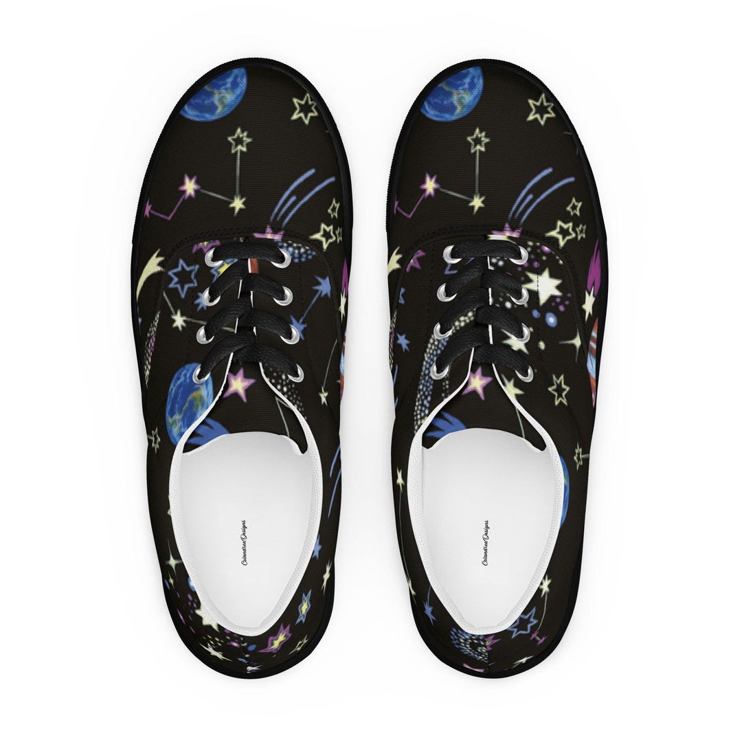 Mens Celestial Space Lace-up Canvas Shoes, Men's Stars Moon Galaxy ...