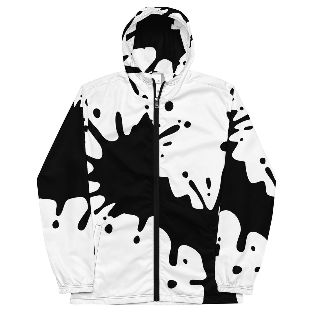 Black and White Paint Splatter Men's Windbreaker - Etsy