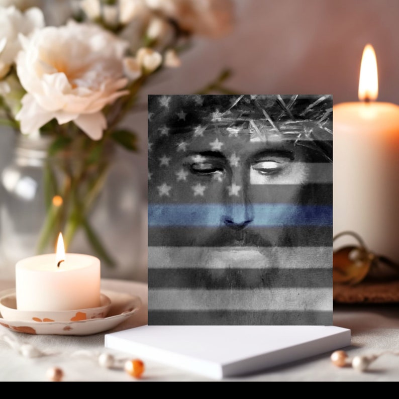 Police Thin Blue Line Flag Prayer Card/ Almighty God, Watch Over All ...